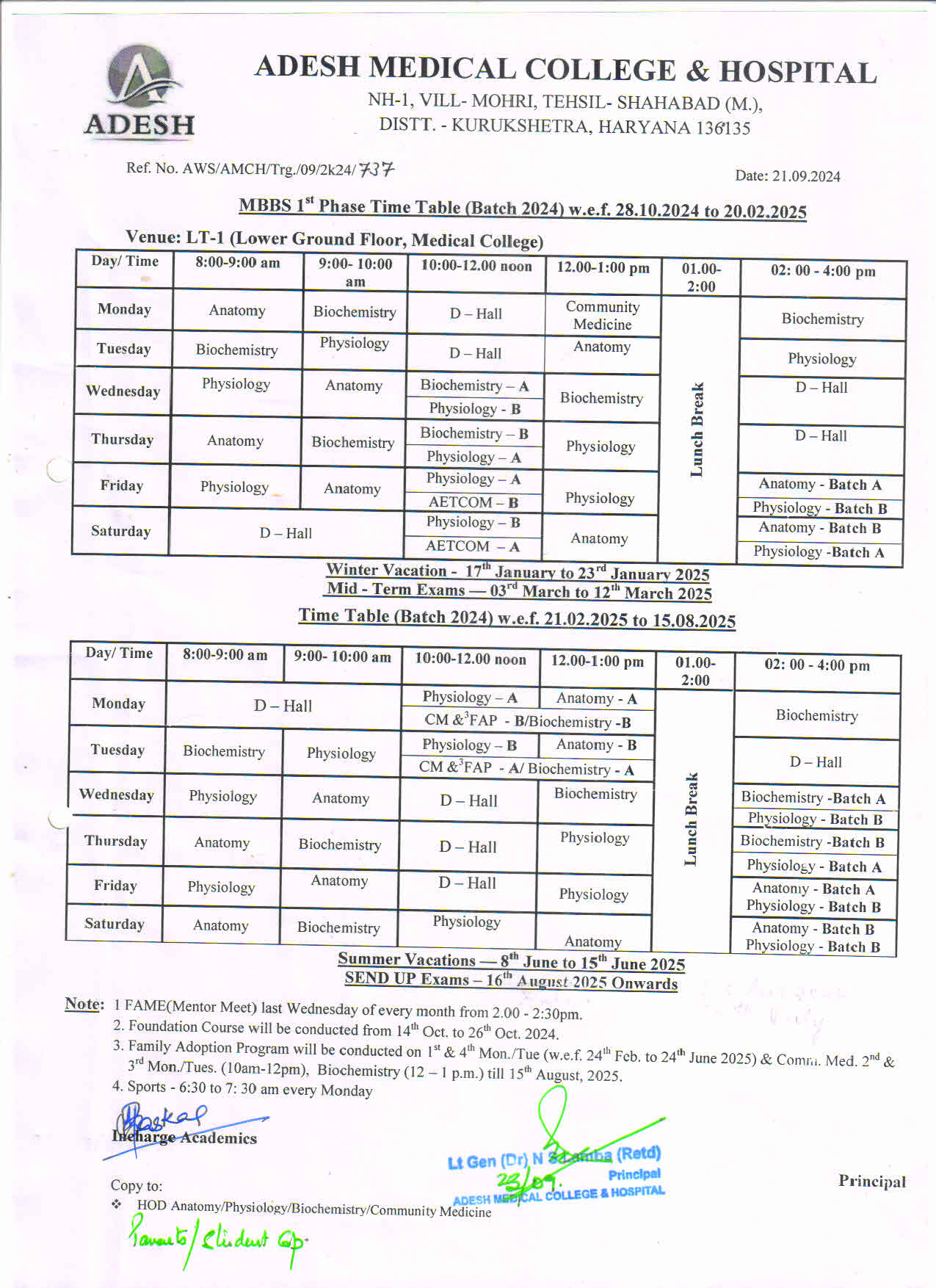 Academic Programmes - Adesh Medical College And Hospital